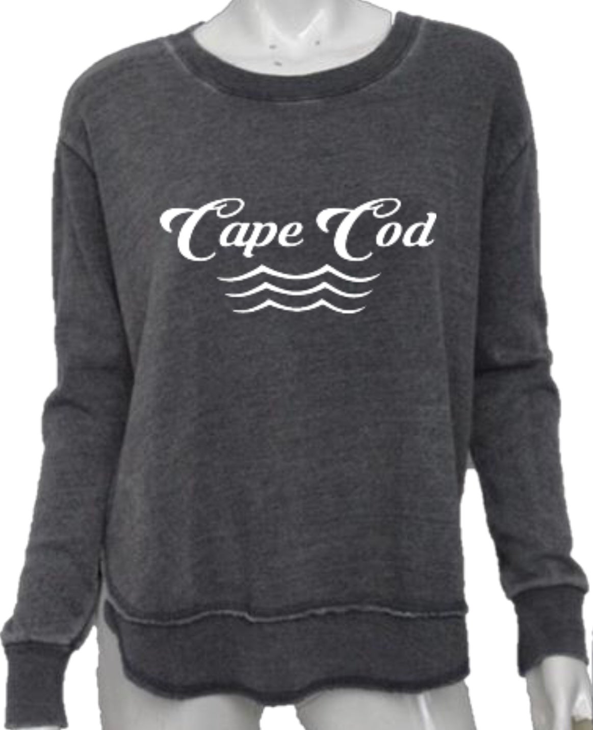 Grey Cape Cod Burnout Crewneck Sweater | ALL GOOD CAPE COD